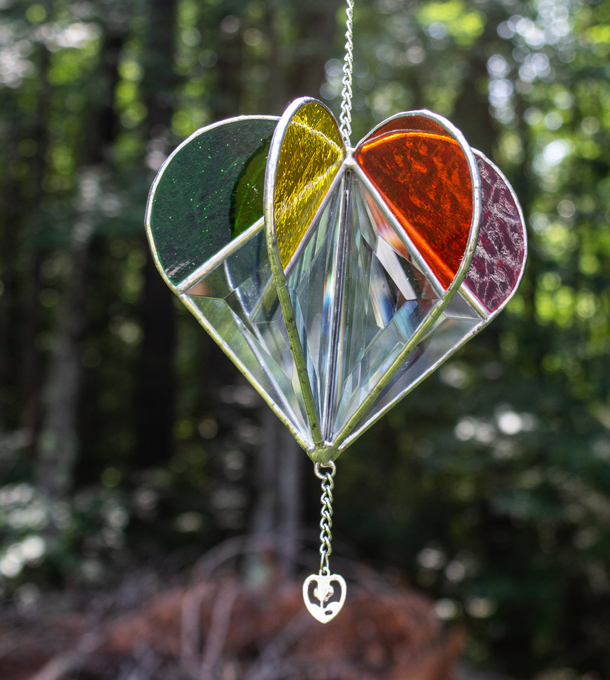 3D Rainbow Heart Cluster Stained-Glass — Mainely Woodworks