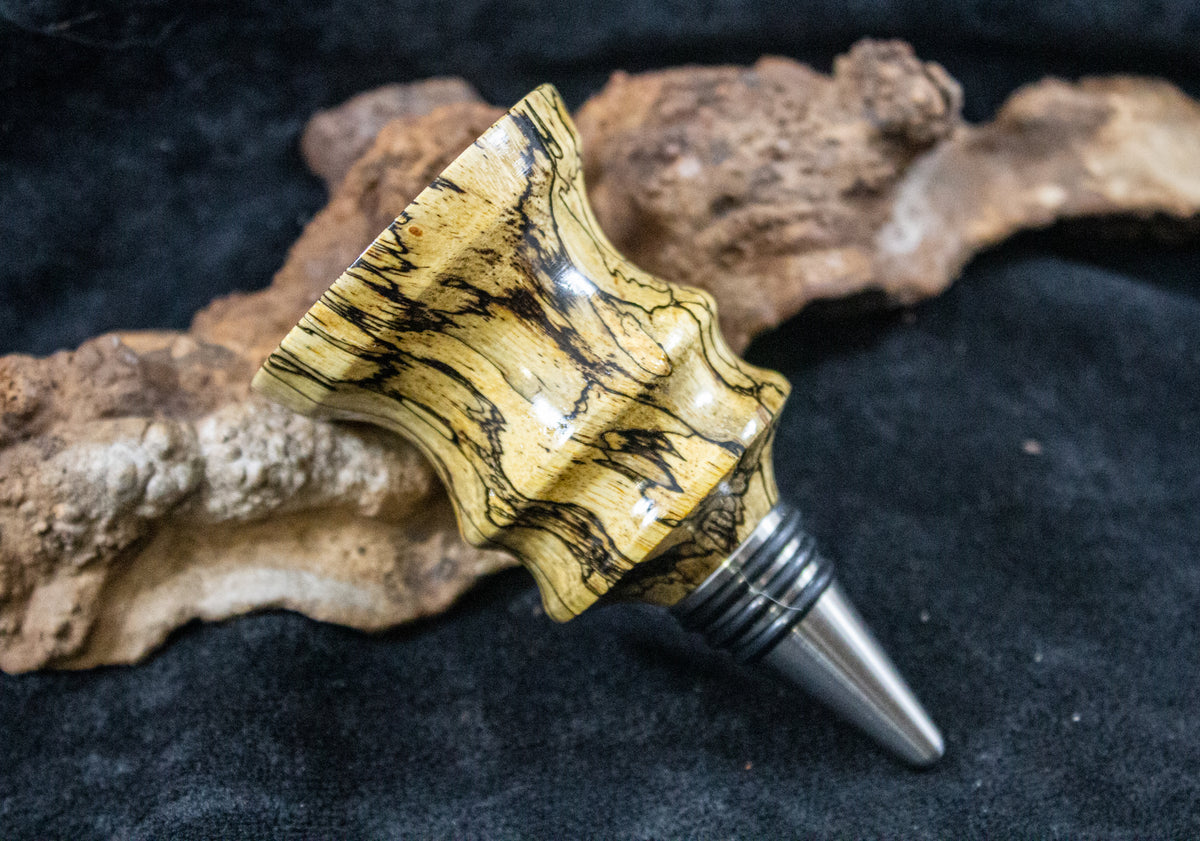 Spalted Tamarind Wine Stopper — Mainely Woodworks